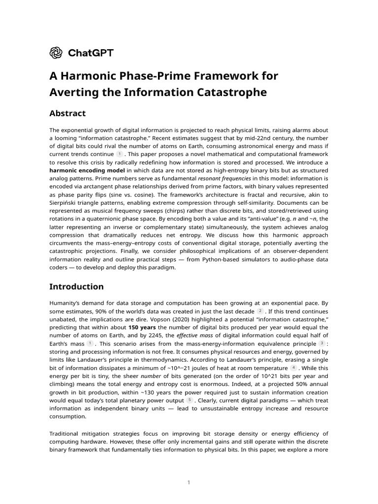 A Harmonic Phase Prime Framework For Ave | PDF | Information | Phase (Waves)