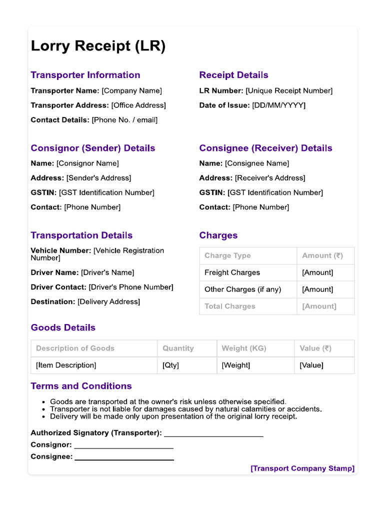 Lorry Receipt | PDF