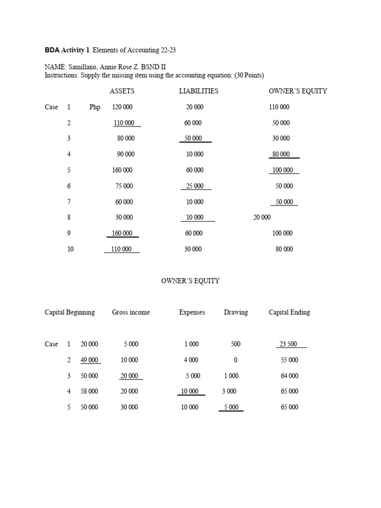 BDA Accounting Samillano Annie Rose | PDF