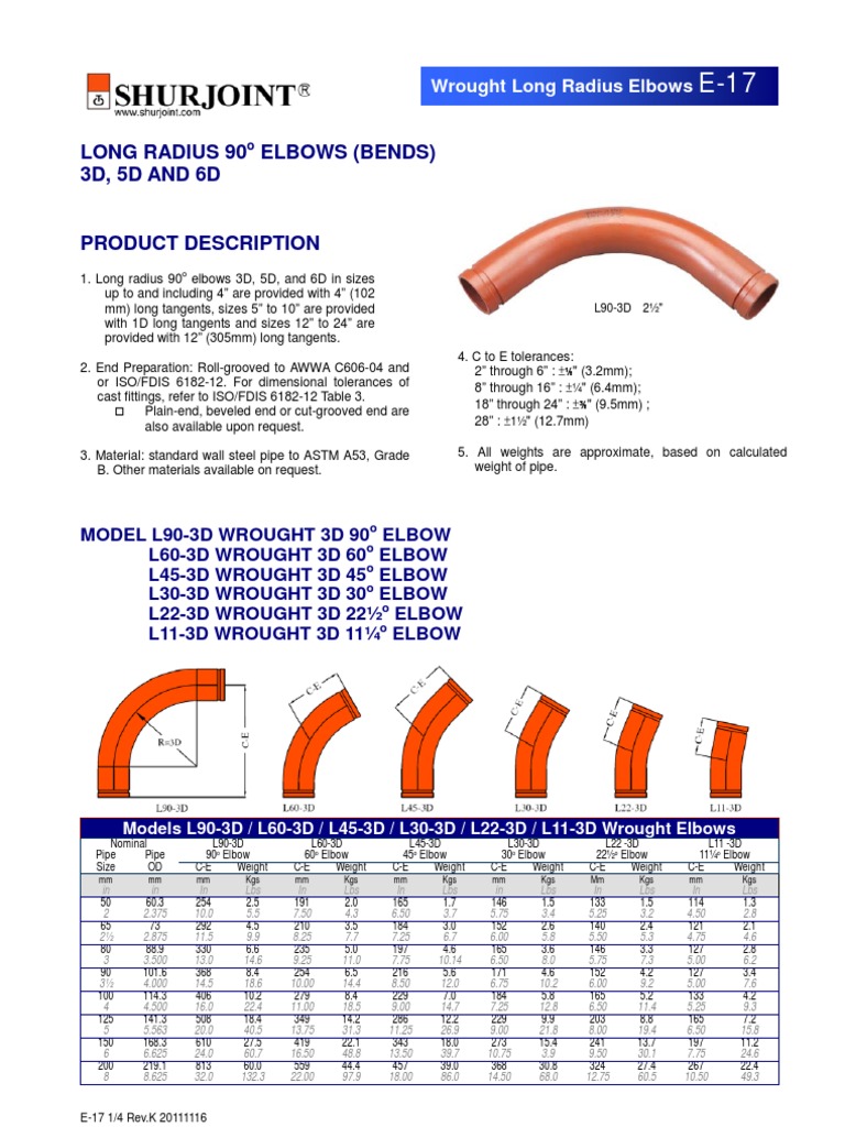 Long Radius 90 Elbows (Bends) 3D, 5D and 6D | PDF | Pipe (Fluid ...