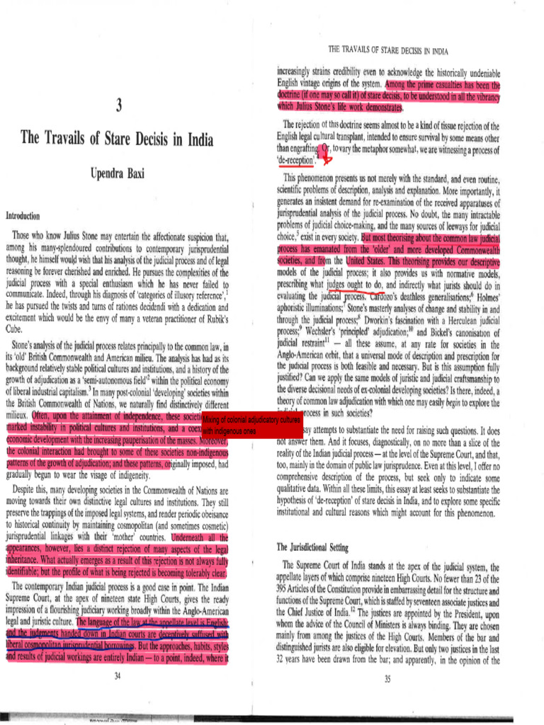 Baxi Travails of Stare Decisis | PDF