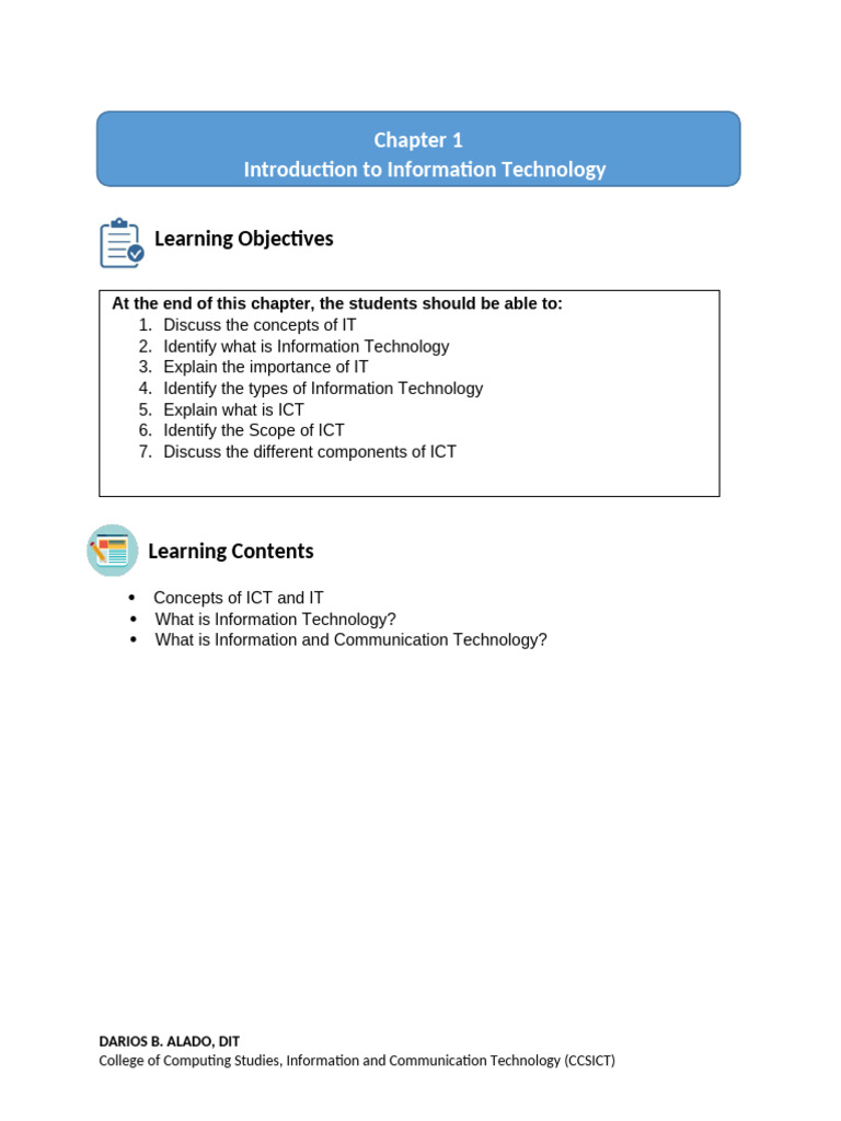 Chapter 1 Introduction To Information Technology | PDF | Information Technology | Information