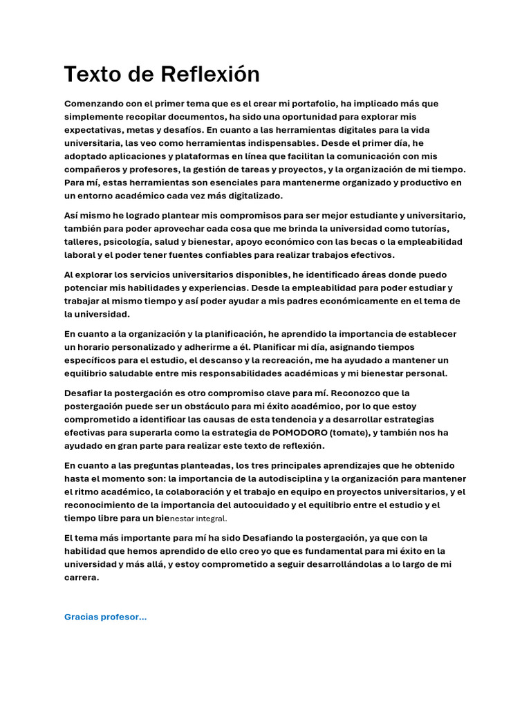 Texto de Reflexion Ivu.. | PDF | Aprendizaje