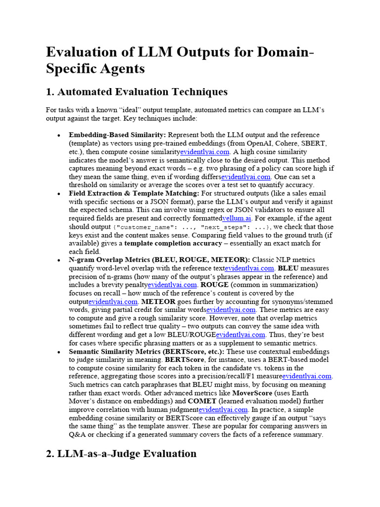 Evaluating LLM Outputs for Specific Tasks | PDF | Accuracy And ...