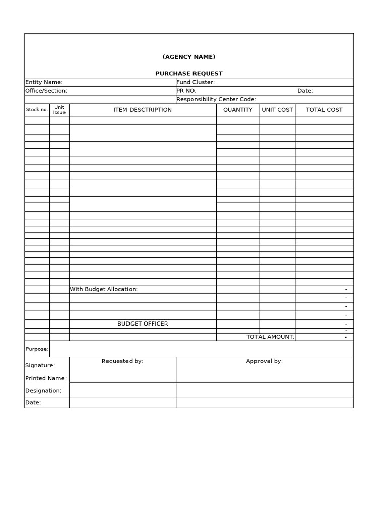 Purchase Request Sample | PDF