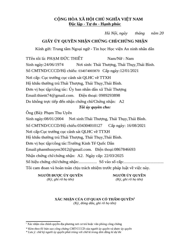 Mau Giay Uy Quyen | PDF