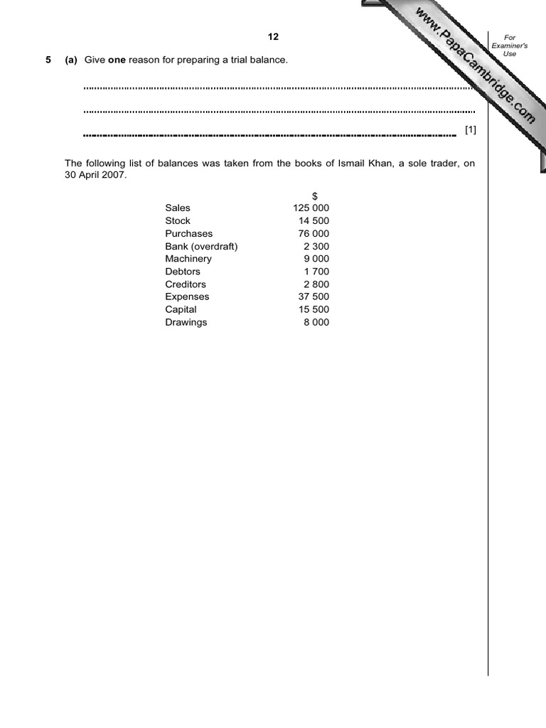 2007 P2 Trial Balance | PDF
