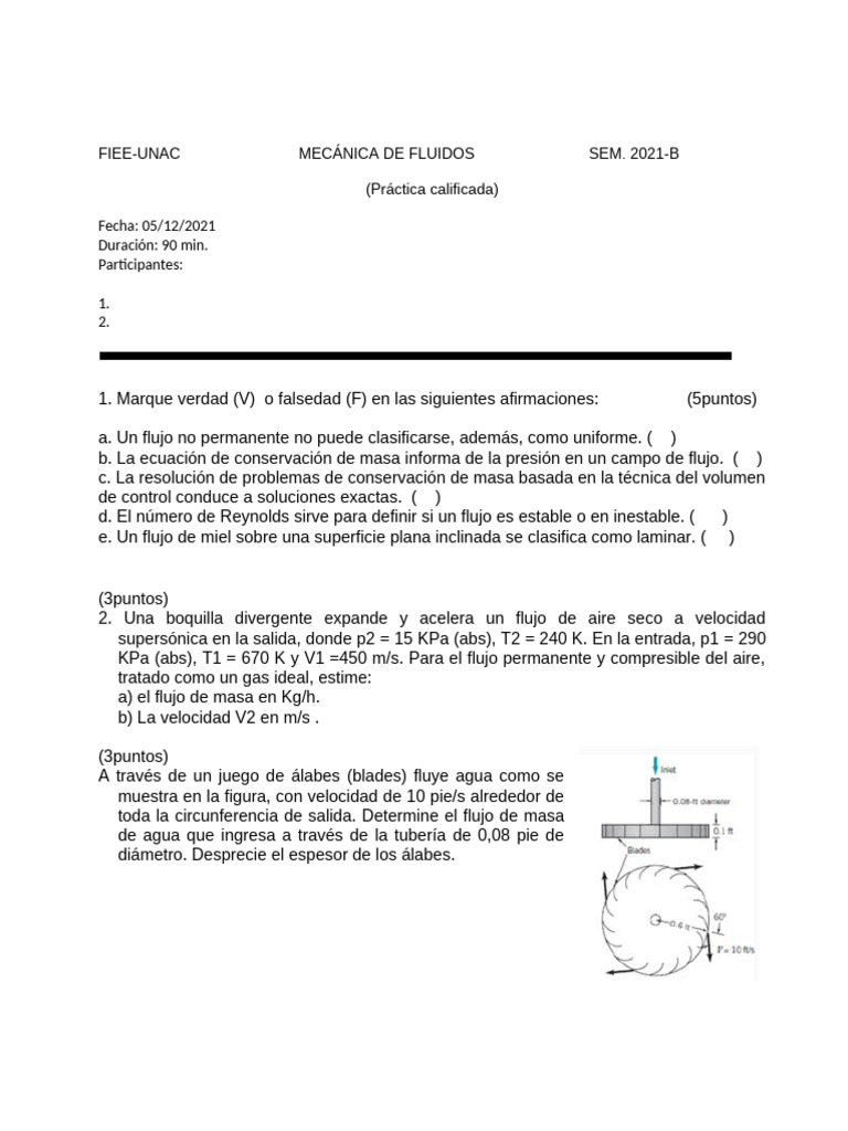 2pc-Mec Flu - 2021-B | PDF | Flujo | Numero Reynolds