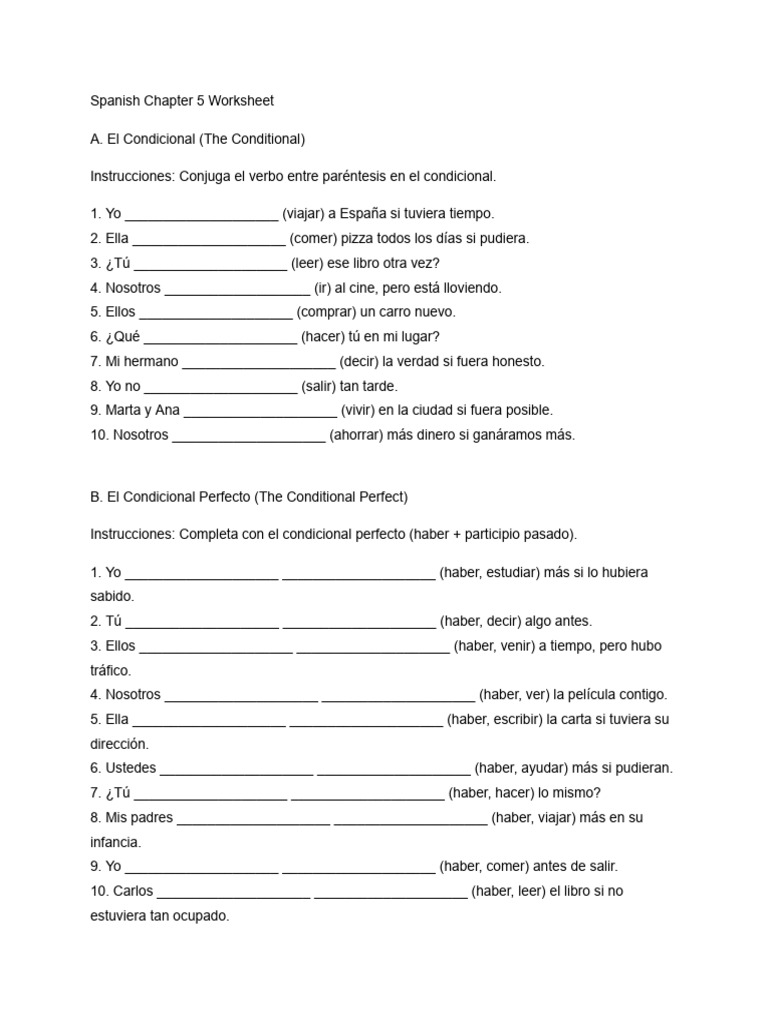 Spanish Worksheet | PDF