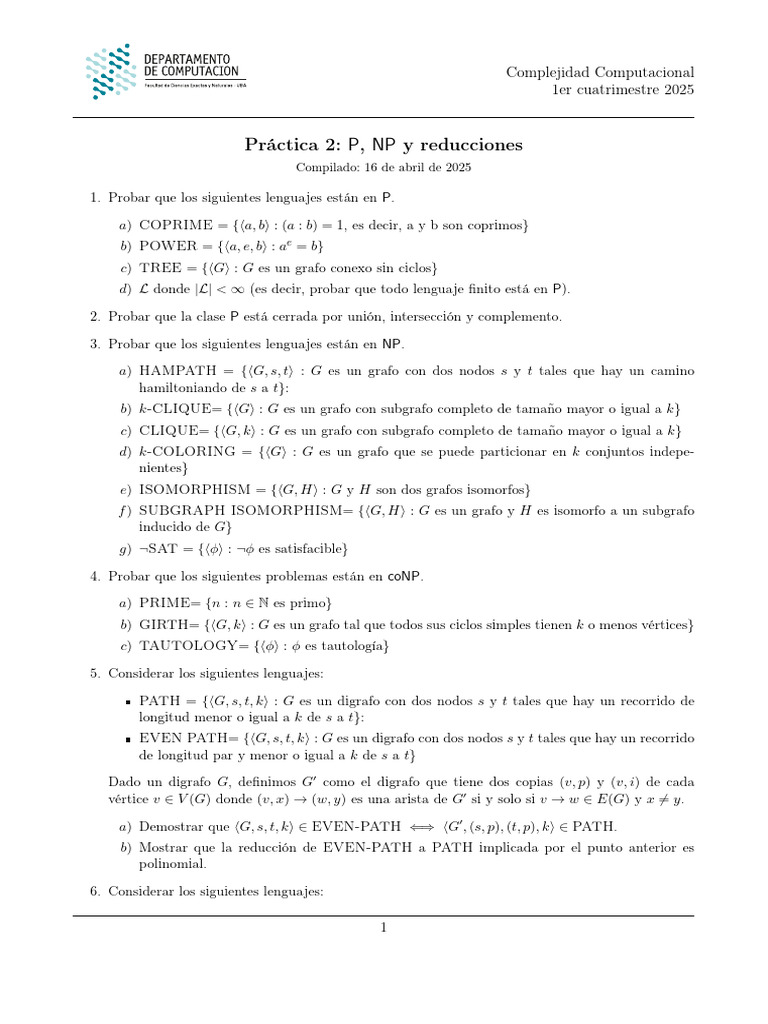 Practica 2 P y NP | PDF | Matemáticas | Teoría de la computación
