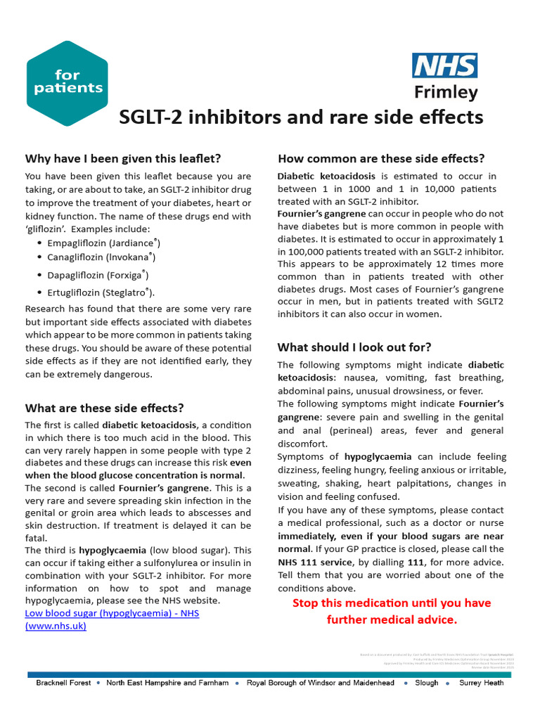 SGLT-2 Inhibitors: Side Effects Guide | PDF | Hypoglycemia | Diabetes