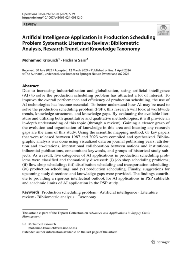 Artificial Intelligence Application in Production Scheduling Problem Systematic Literature ...