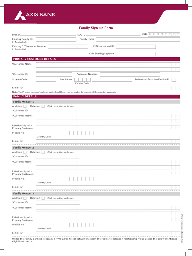 Family Banking Sign Up Form | PDF | Banks | Savings Account
