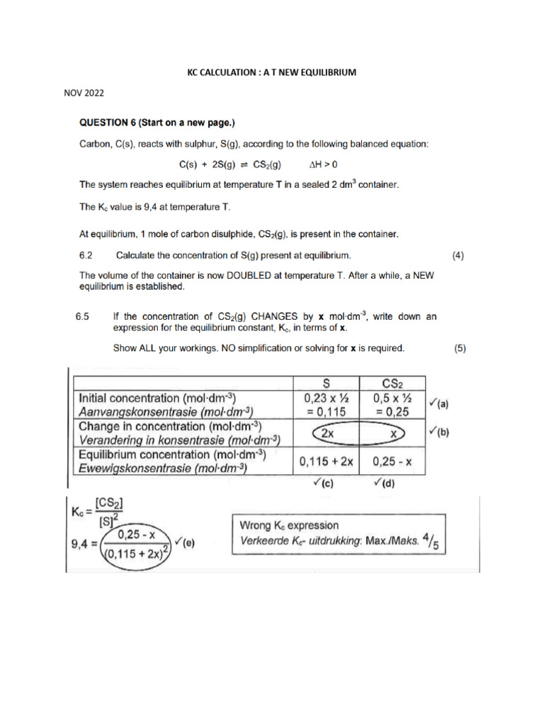 KC Calculation - New Equilibrium - Nov 2022 | PDF