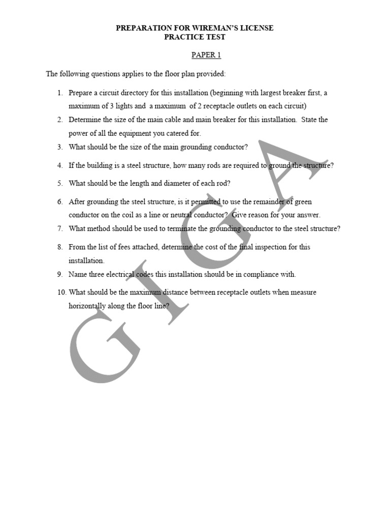 Wireman License Preparation Paper 1 | PDF