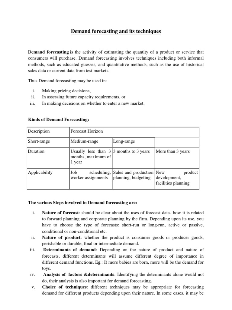 Demand Forecasting and Its Techniques | PDF | Moving Average | Forecasting
