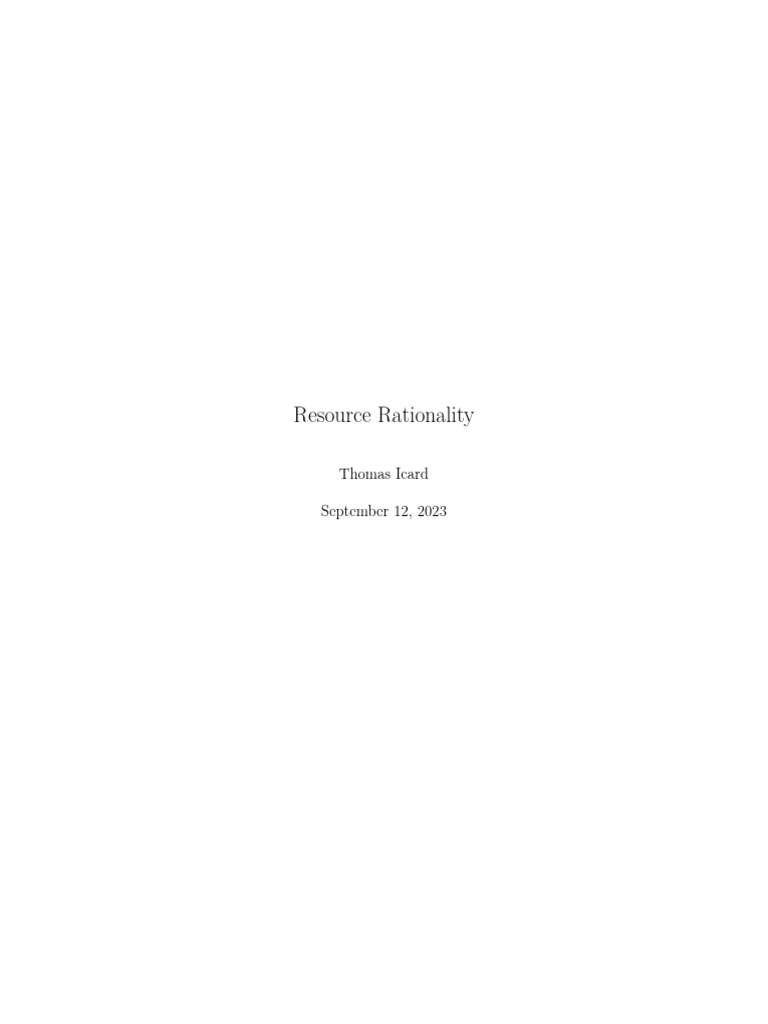 Resource Rationality | PDF | Rationality | Utility