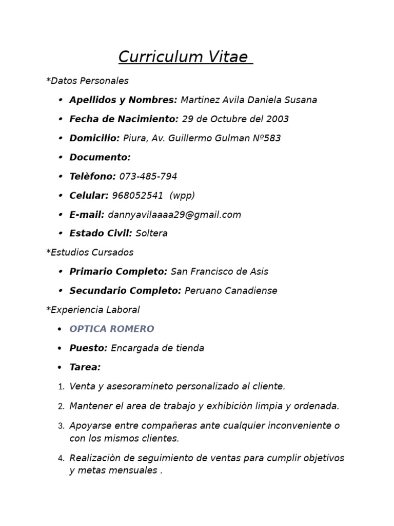 DANIELA MARTINEZ CURRICULUM | PDF