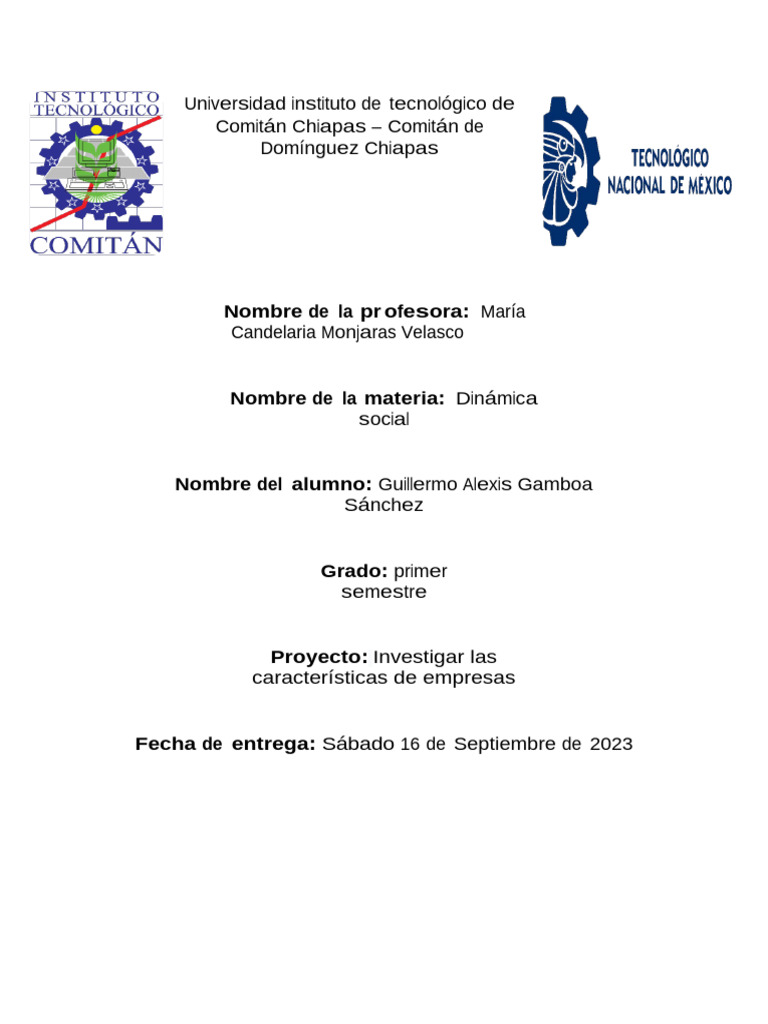 Universidad Instituto de Tecnológico de Comitán Chiapas | PDF