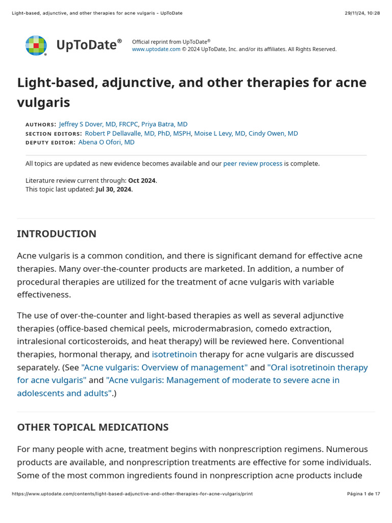 Light-Based, Adjunctive, and Other Therapies For Acne Vulgaris ...