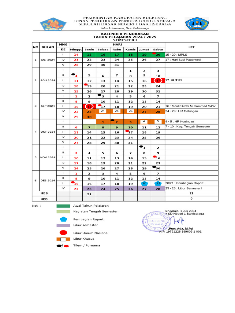 Kalender Pendidikan 2024-2025 | PDF