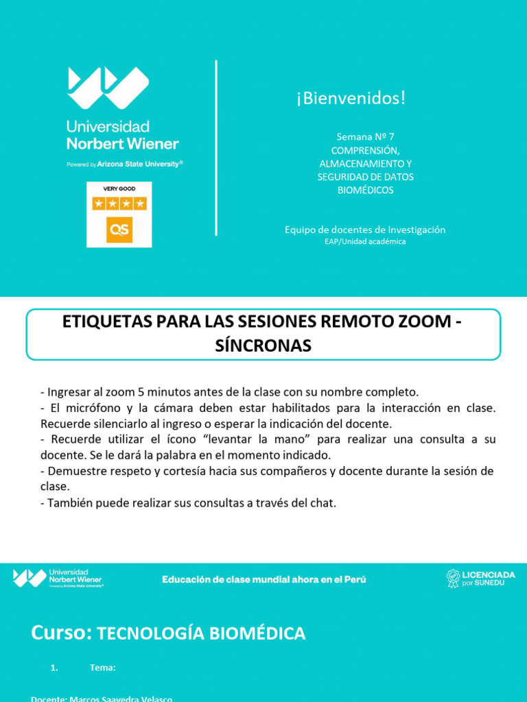 Semana 7 Comprensión, Almacenamiento y Seguridad de Datos Biomédicos ...