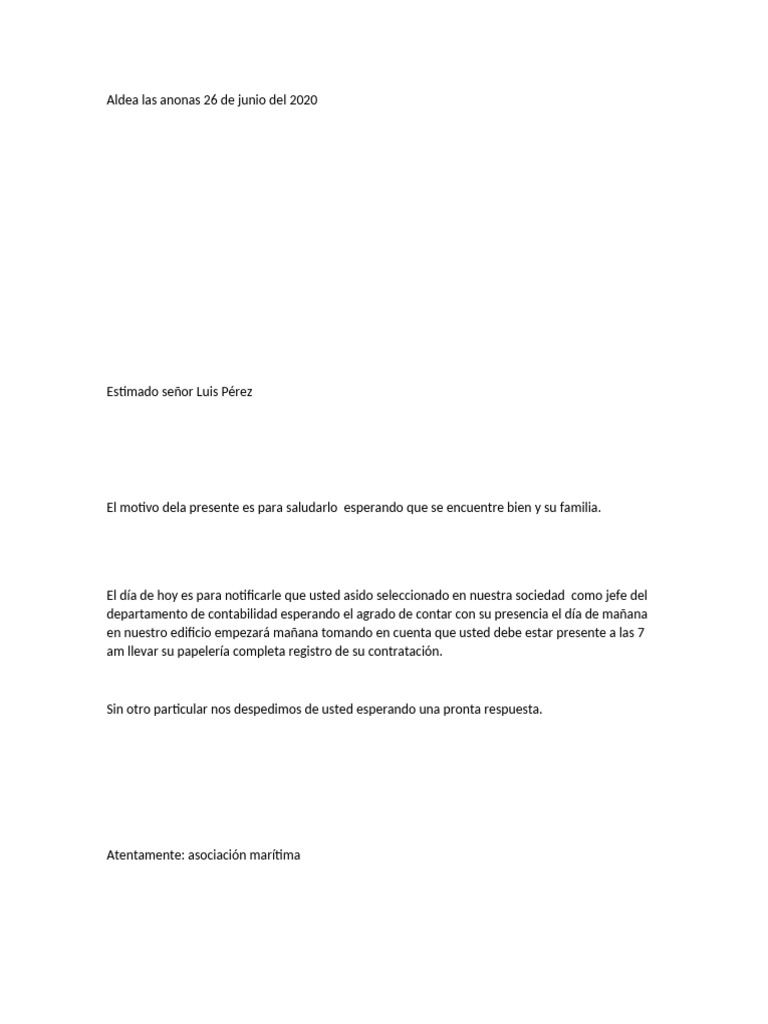 Ejercicio Carta | PDF