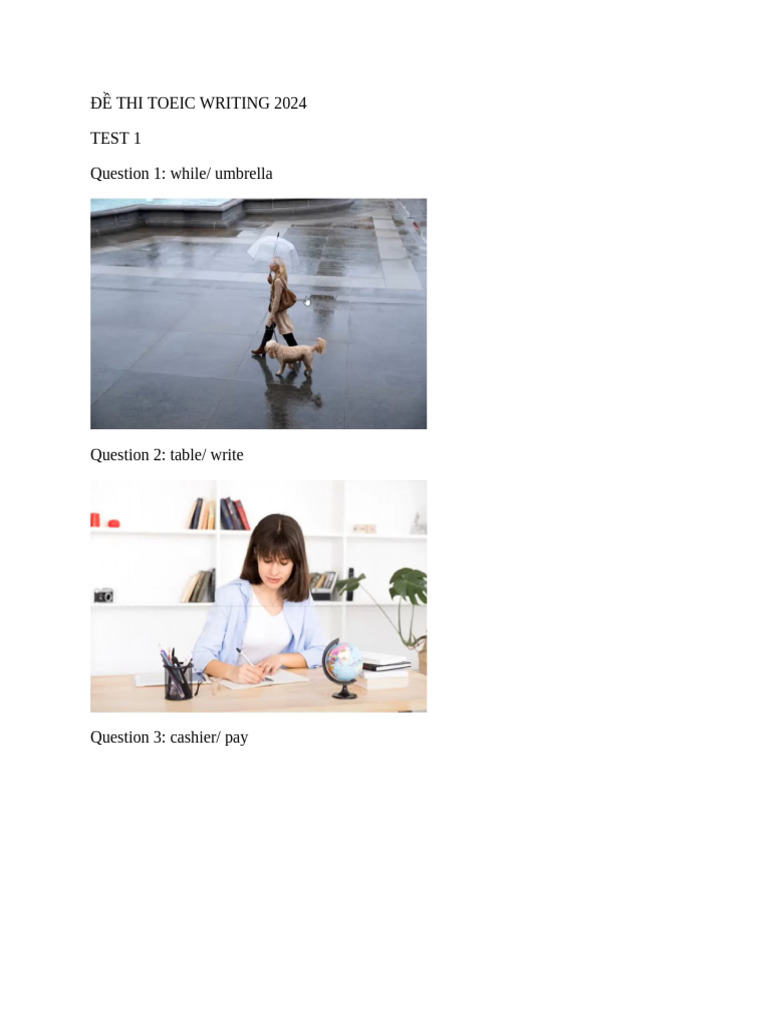 ĐỀ THI TOEIC WRITING 2024 - TEST 1 | PDF