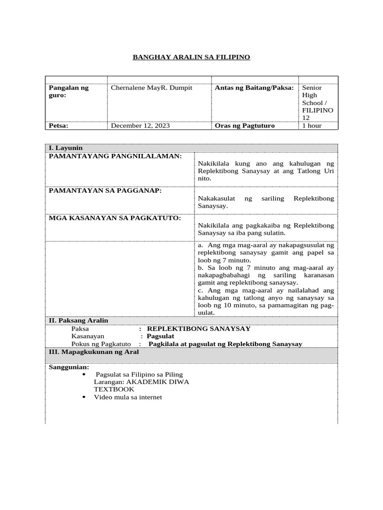Lesson Plan Intern | PDF