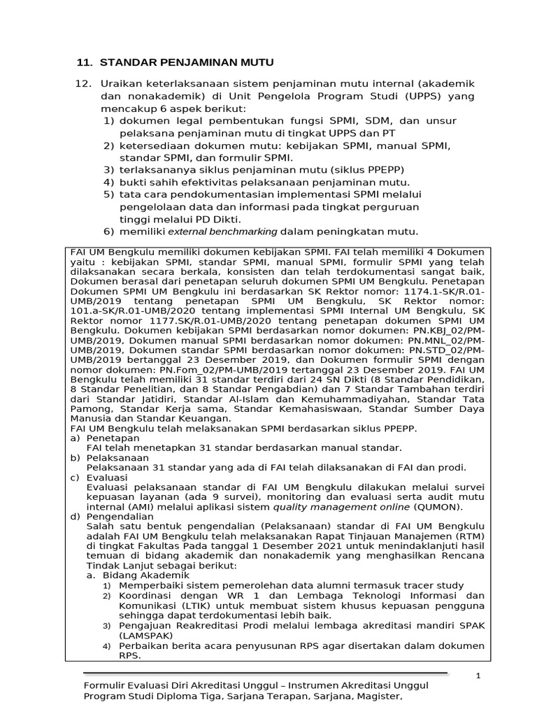 Standar Penjaminan Mutu | PDF