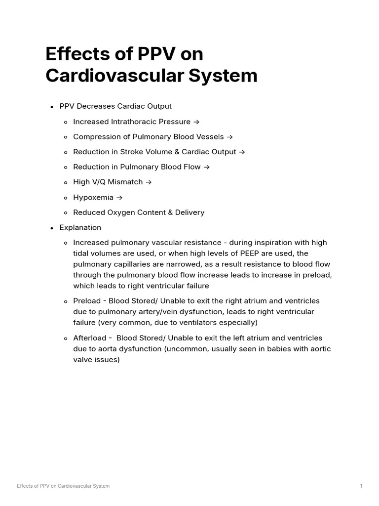 Effects of PPV On The Cardiovascular System | PDF