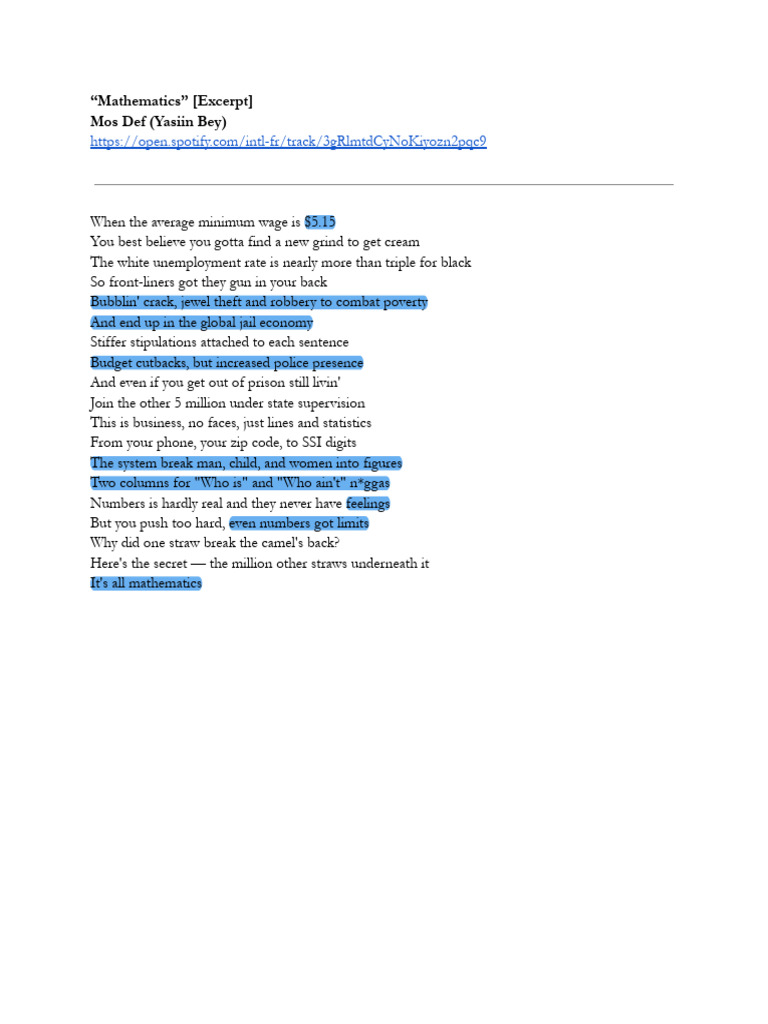 Mos Def Mathematics Excerpt | PDF