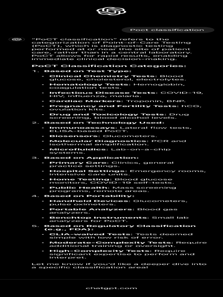 PoCT Test Classification | PDF