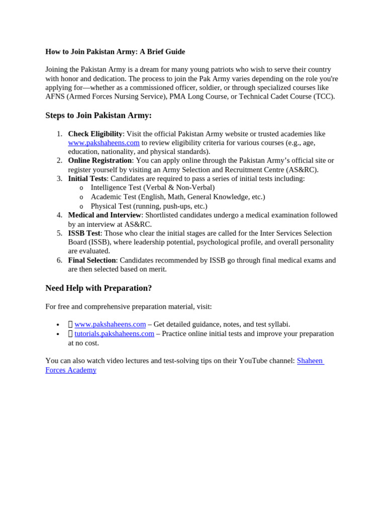 How To Join Pak Army | PDF