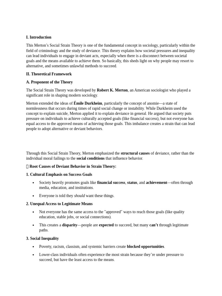Merton's Social Strain Theory - 092852 | PDF | Deviance (Sociology ...