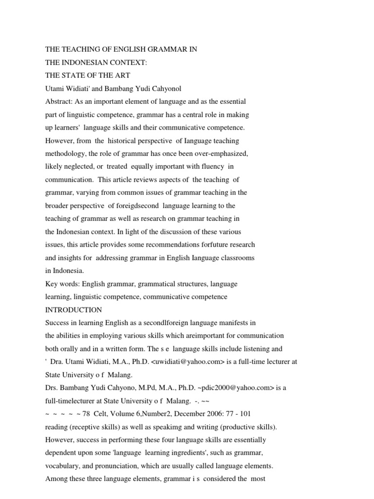 The Teaching of English Grammar | PDF | Curriculum | Grammar