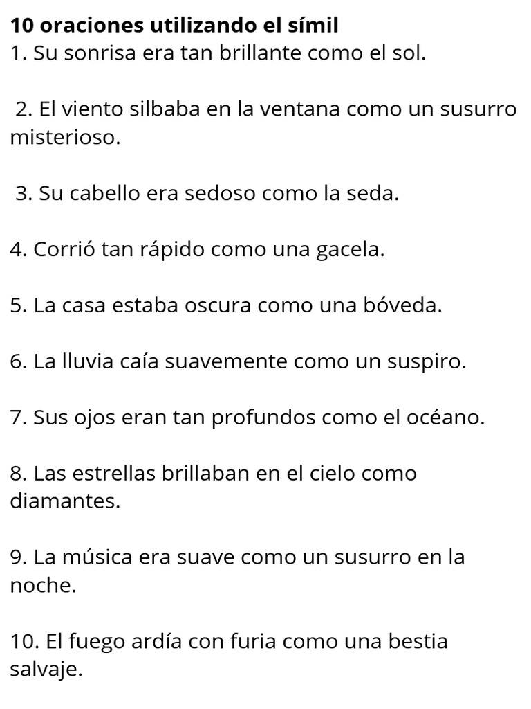 Aquí Hay 10 Oraciones Utilizando El Símil - 20250528 - 210736 - 0000 | PDF