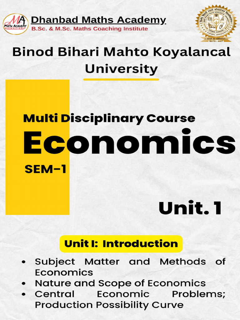 Unit-1 Economics SEM-1 BBMKU Notes | PDF | Economics | Microeconomics