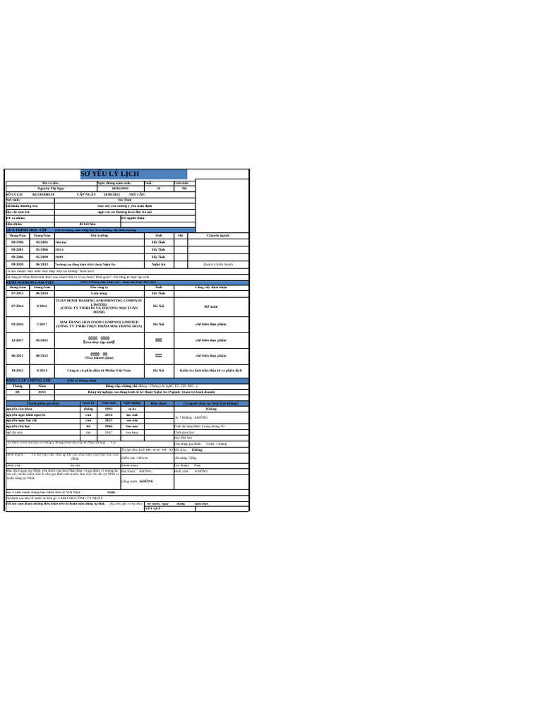 CV Nguyen Thi Ngoc - Ks Kinh Te | PDF