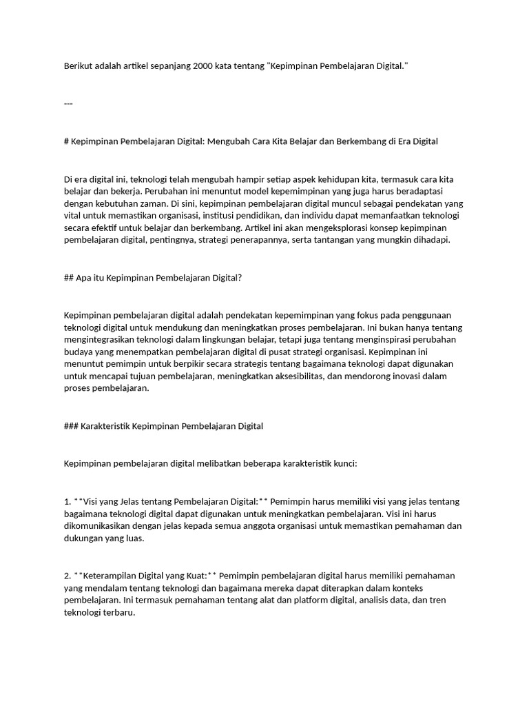 Kepimpinan Digital untuk Pembelajaran Efektif | PDF