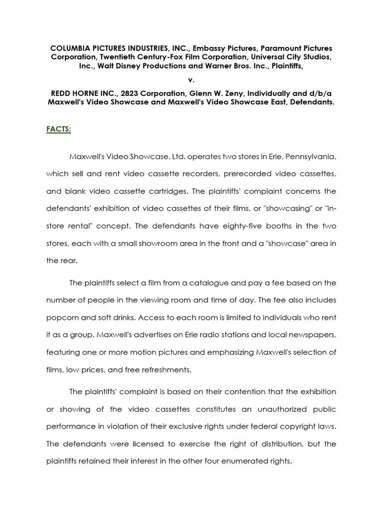 Copyright Infringement in Film Showcasing | PDF | Copyright | Business Law