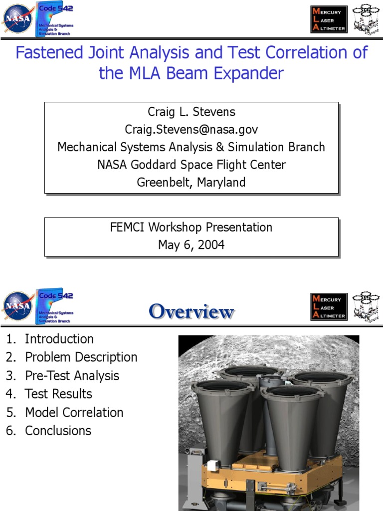 Fastened Joint Analysis and Test Correlation of The MLA Beam Expander ...