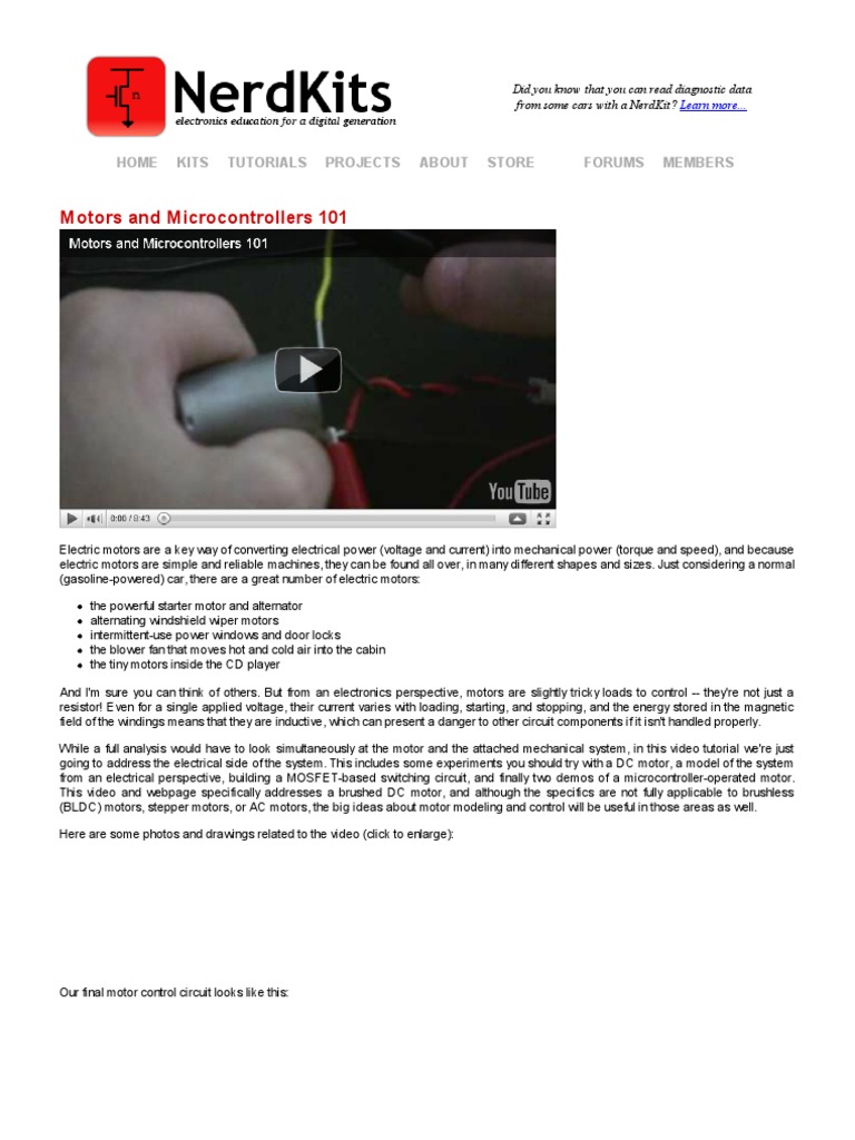 NerdKits - Motors and Micro Controllers 101 | PDF | Electric Motor | Mosfet