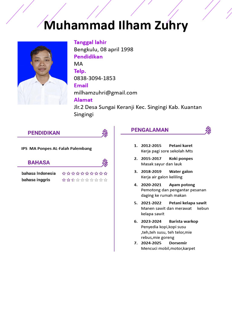 CV Muhammad Ilham Zuhry | PDF