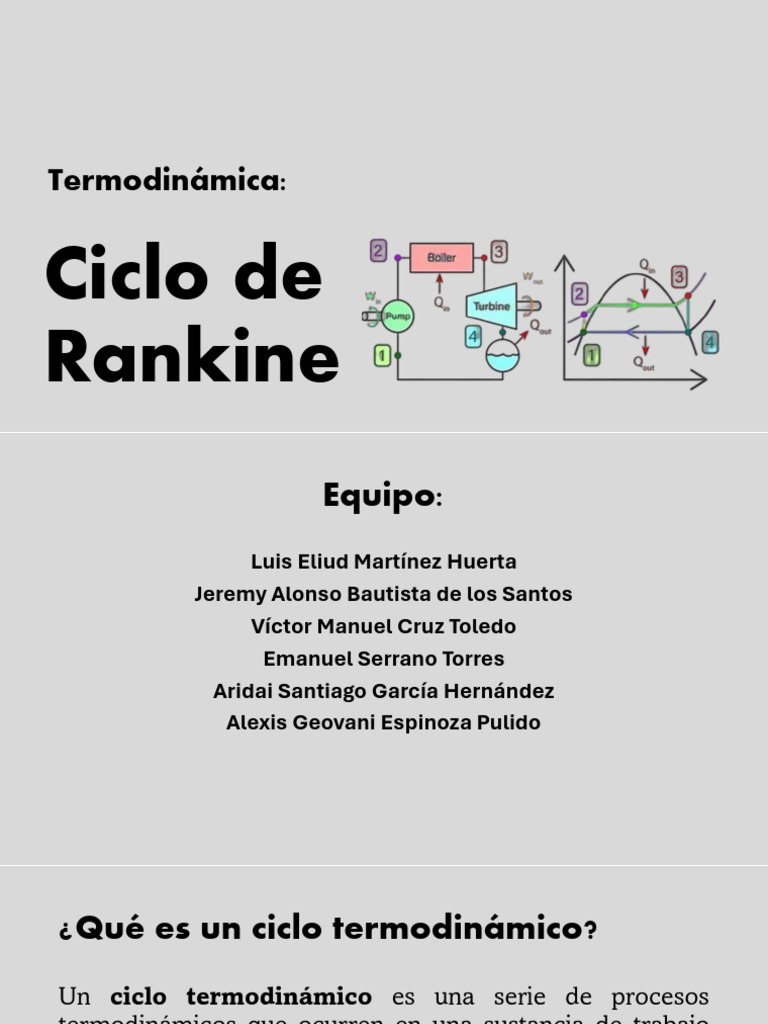 Ciclo de Rankine Diapositivas para Exposición. Termodinamica | PDF ...