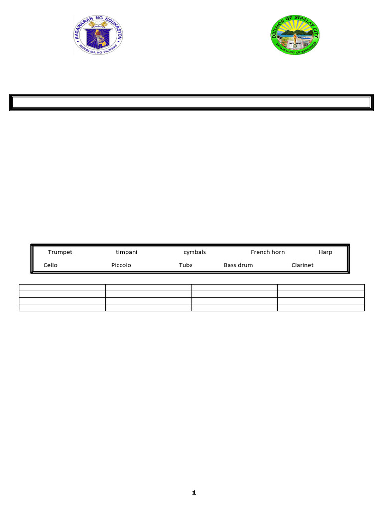 Third Grading Periodical Test in Mapeh 6 2017-2018 Deped | PDF ...
