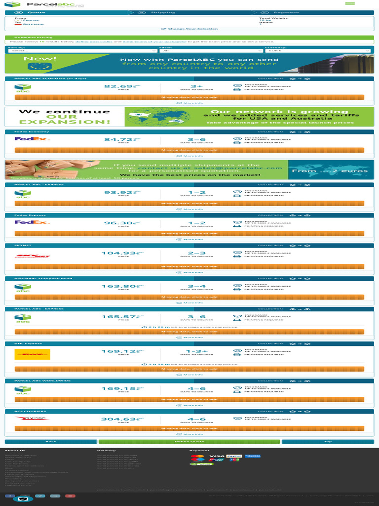 ParcelABC - Destinations Order | PDF | Economies