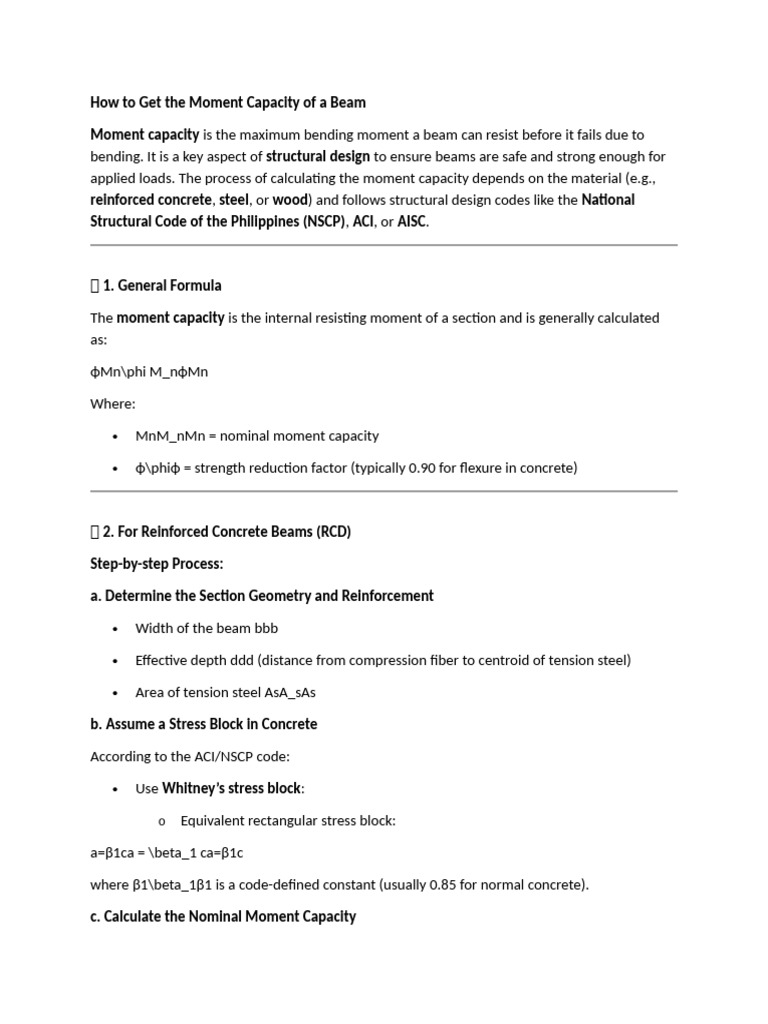 How To Get The Moment Capacity of A Beam | PDF | Bending | Strength Of ...