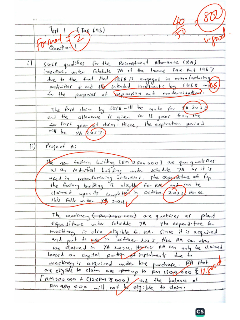 Test 1 Tax695 - Muhammad Hazim Imaduddin Bin Ahmad Ridza | PDF