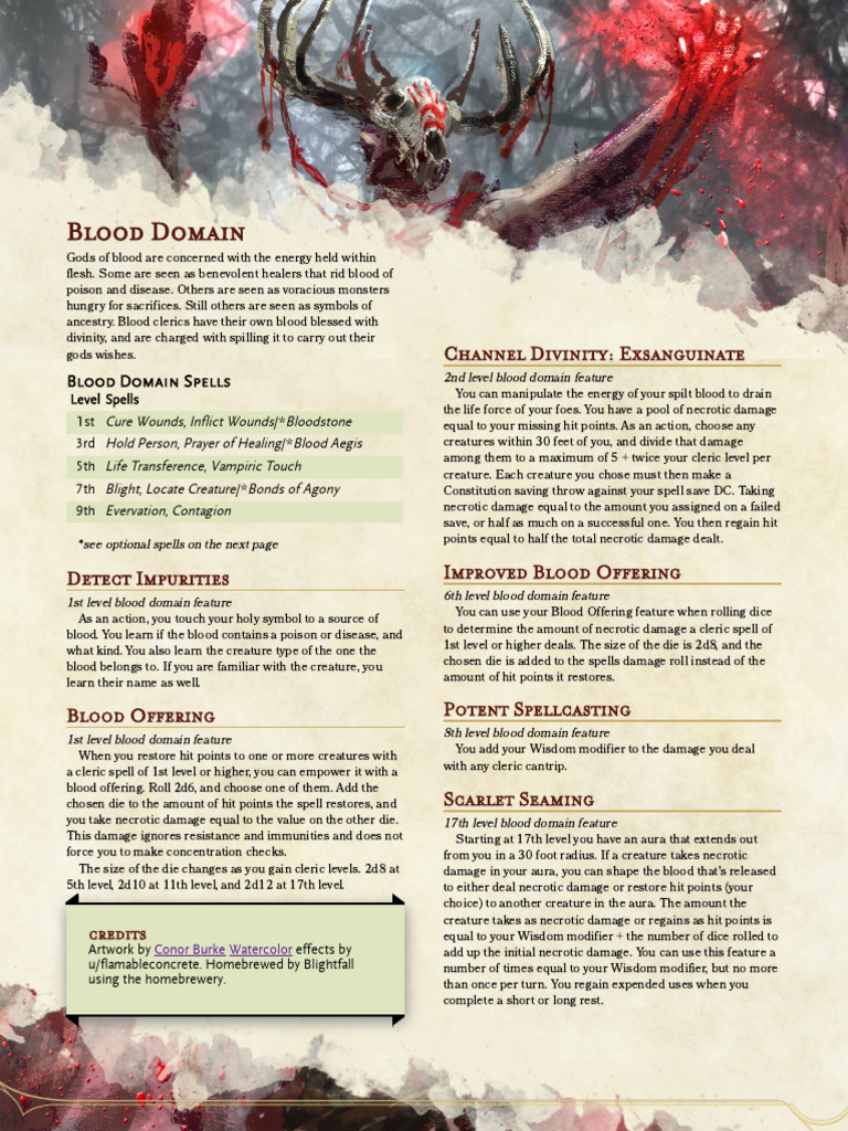 Blood Domain v1 With Optional Spells | PDF